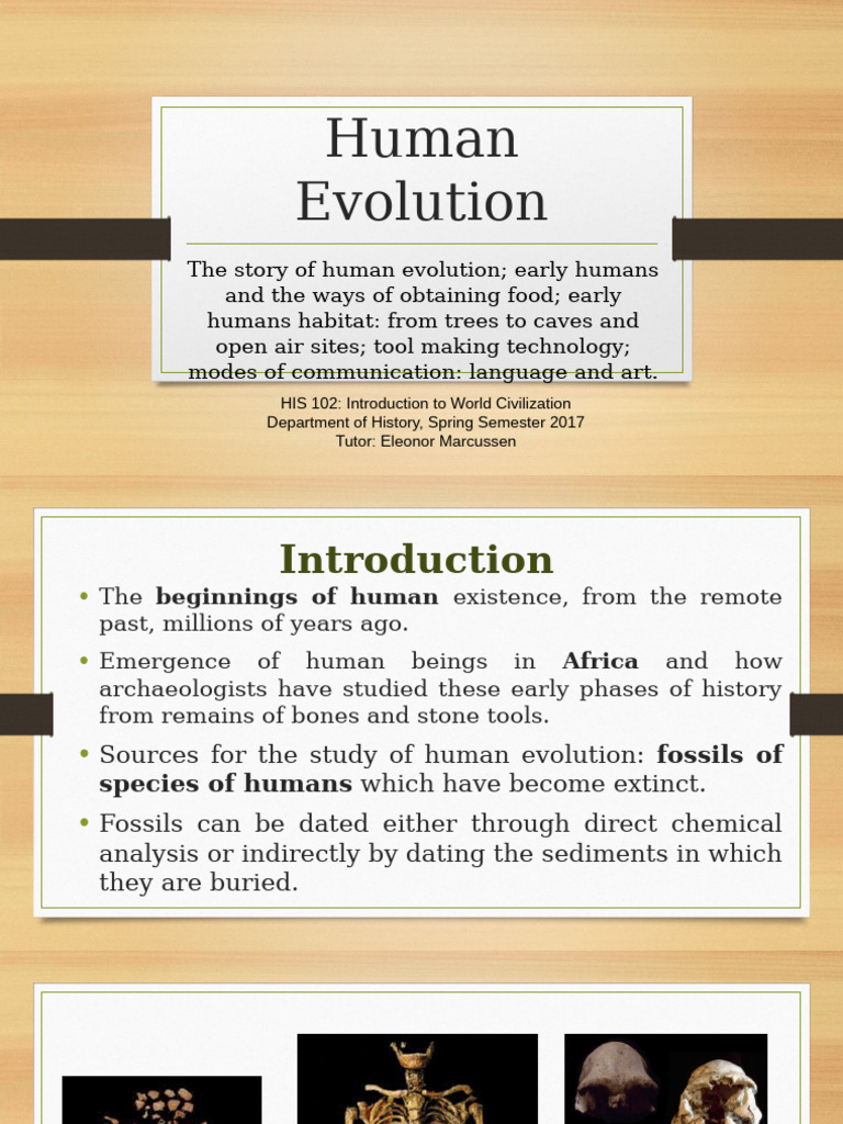 EIM Lecture 2 HIS 102 Human Evolution | PDF | Homo | Human