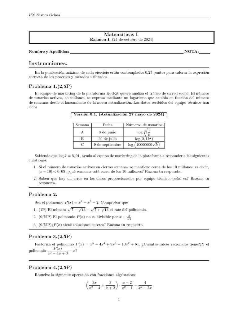 Examen I | PDF | Informática