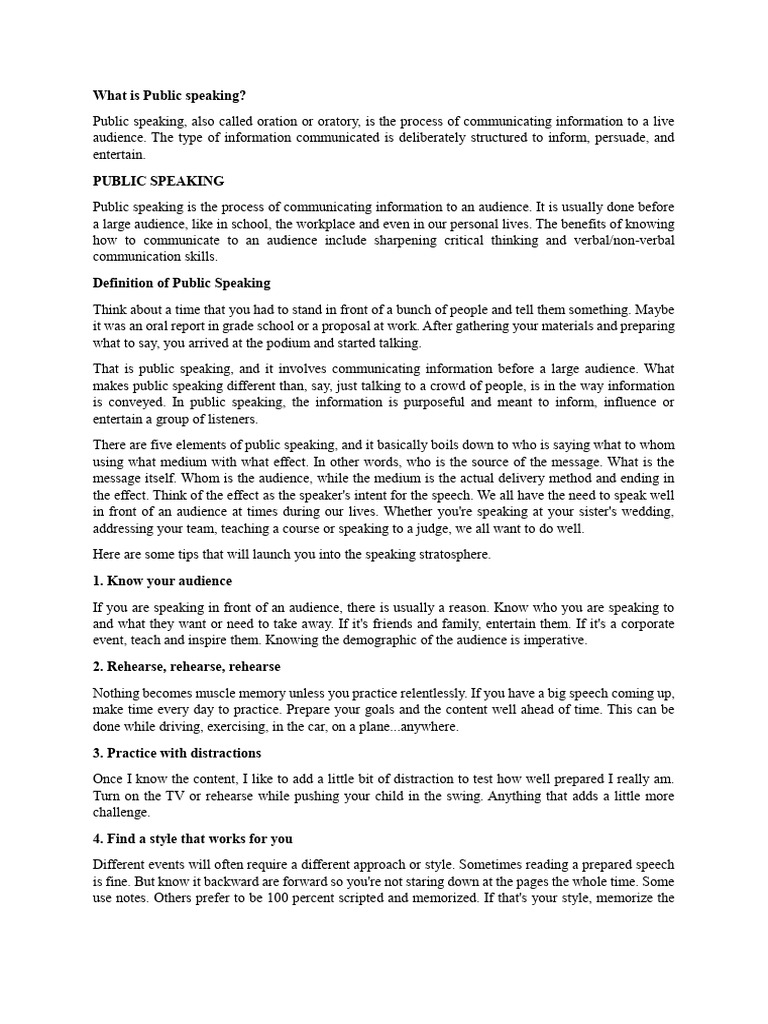 Public Speaking For Persuading The Audience | PDF | Public Speaking ...