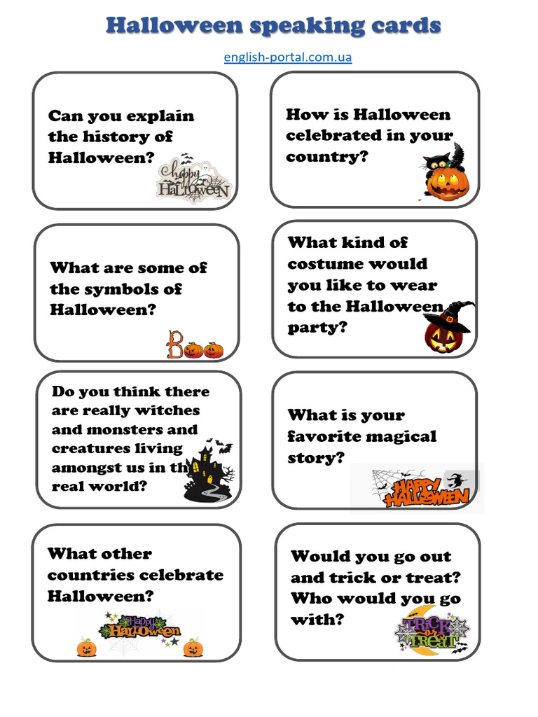 Halloween Speaking Cards | PDF | Halloween | Trick Or Treating