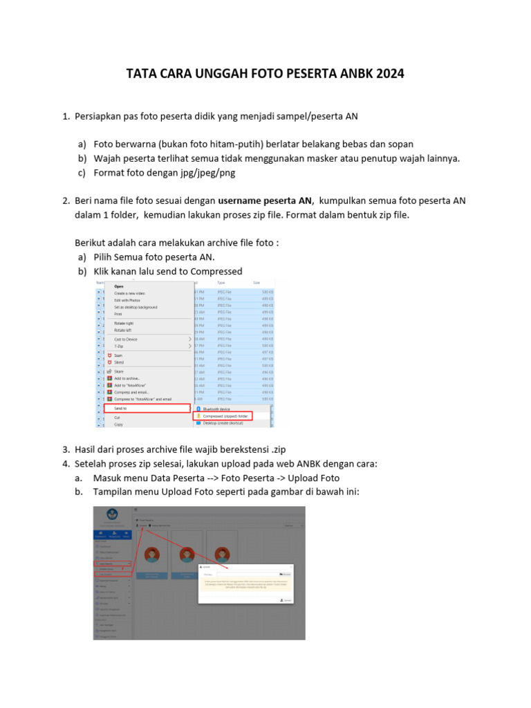 Tata Cara Unggah Foto Peserta Anbk 2024 | PDF