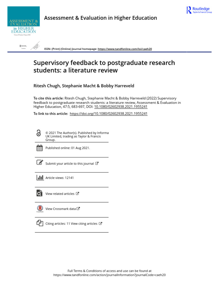 Supervisory Feedback Review | PDF | Postgraduate Education | Doctor Of ...