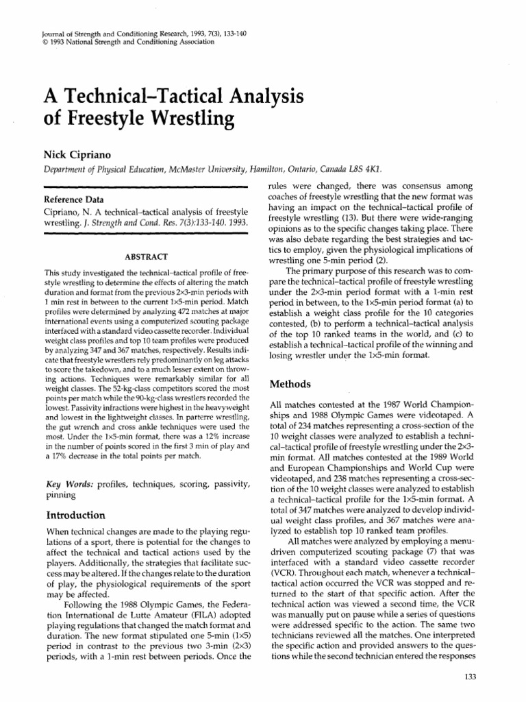 A Technical Tactical Analysis of Freestyle.2 | PDF | Science ...