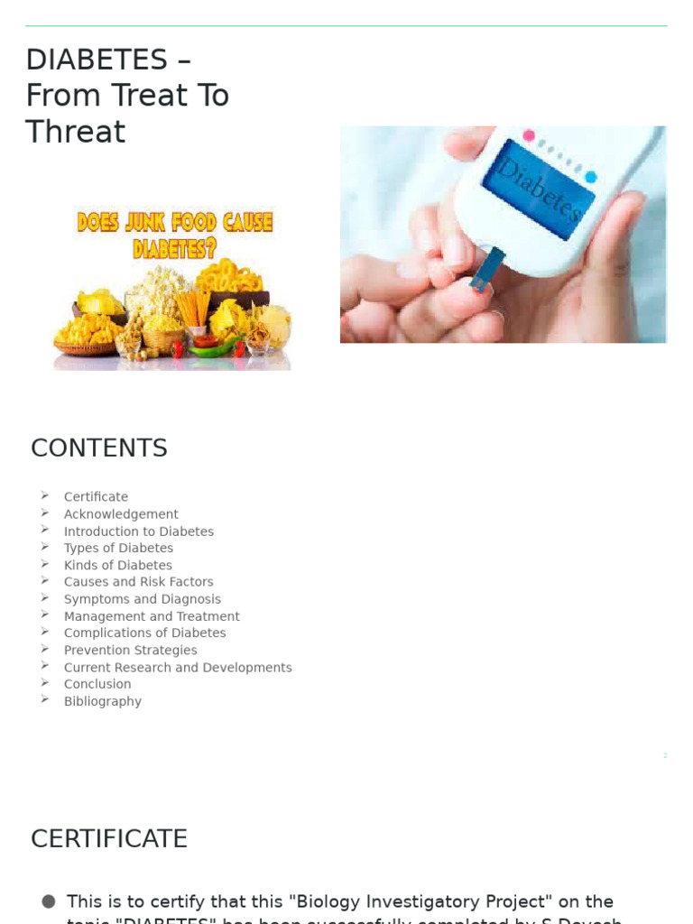 DIABETES - Bio Investigatory Project 333 | PDF | Diabetes | Prediabetes