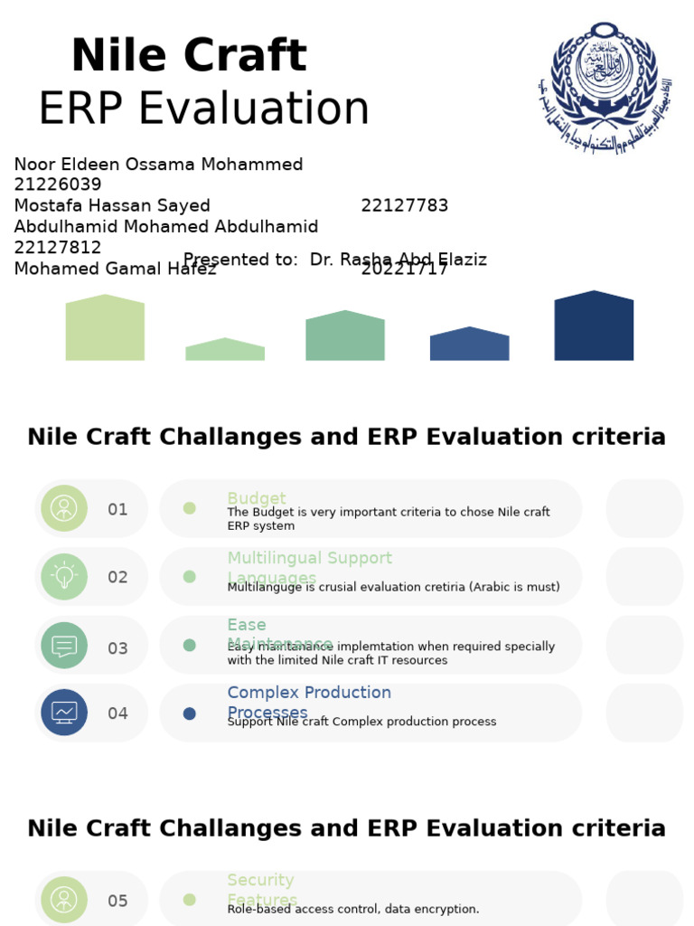 Nile Craft ERP Evaluation Summary | PDF | Cloud Computing | Scalability
