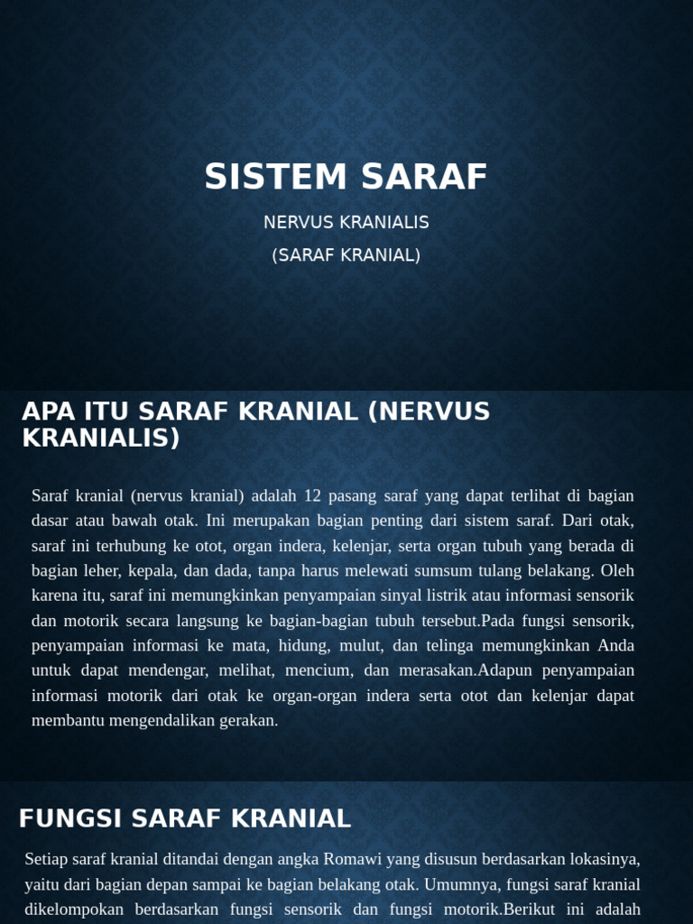 Fungsi dan Jenis Saraf Kranial | PDF