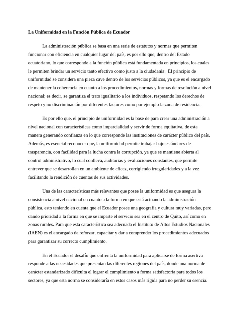 Uniformidad Documento | PDF | Ecuador | Responsabilidad