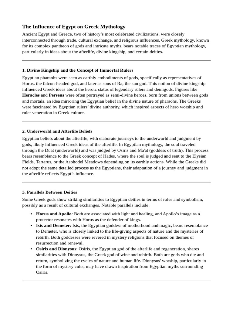 The Influence of Egypt On Greek Mythology | PDF | Ancient Egyptian ...