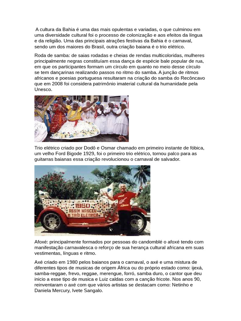 A Cultura Baiana É Uma Das Mais Opulentos e Diversificadas Do Brasil ...
