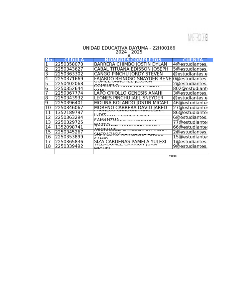 Lista de Estudiantes Dayuma 2024-2025 | PDF