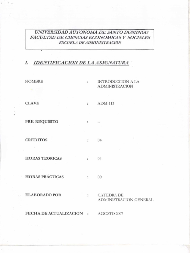 Programa de Materias de Administracion | PDF