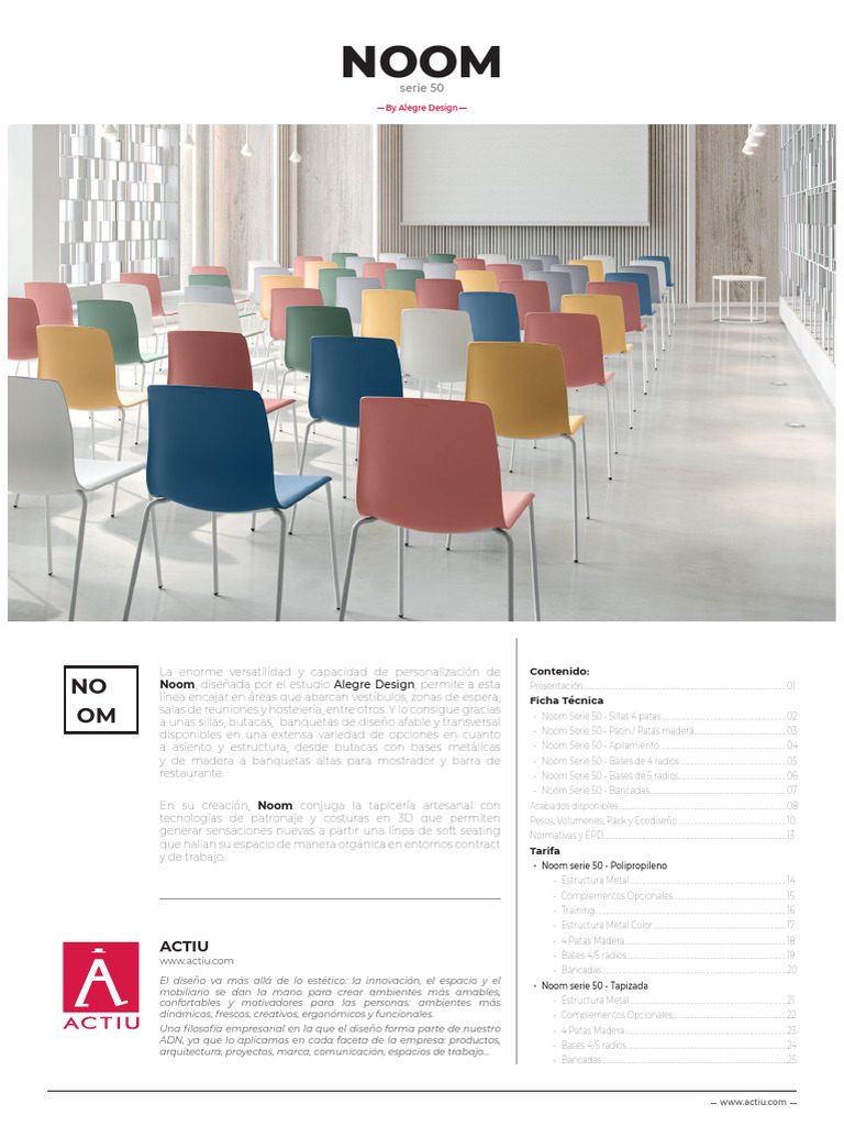 Sillas Colectividades Noom 50 Ficha Tecnica Es | PDF | Ingeniería de Edificación | Sector ...