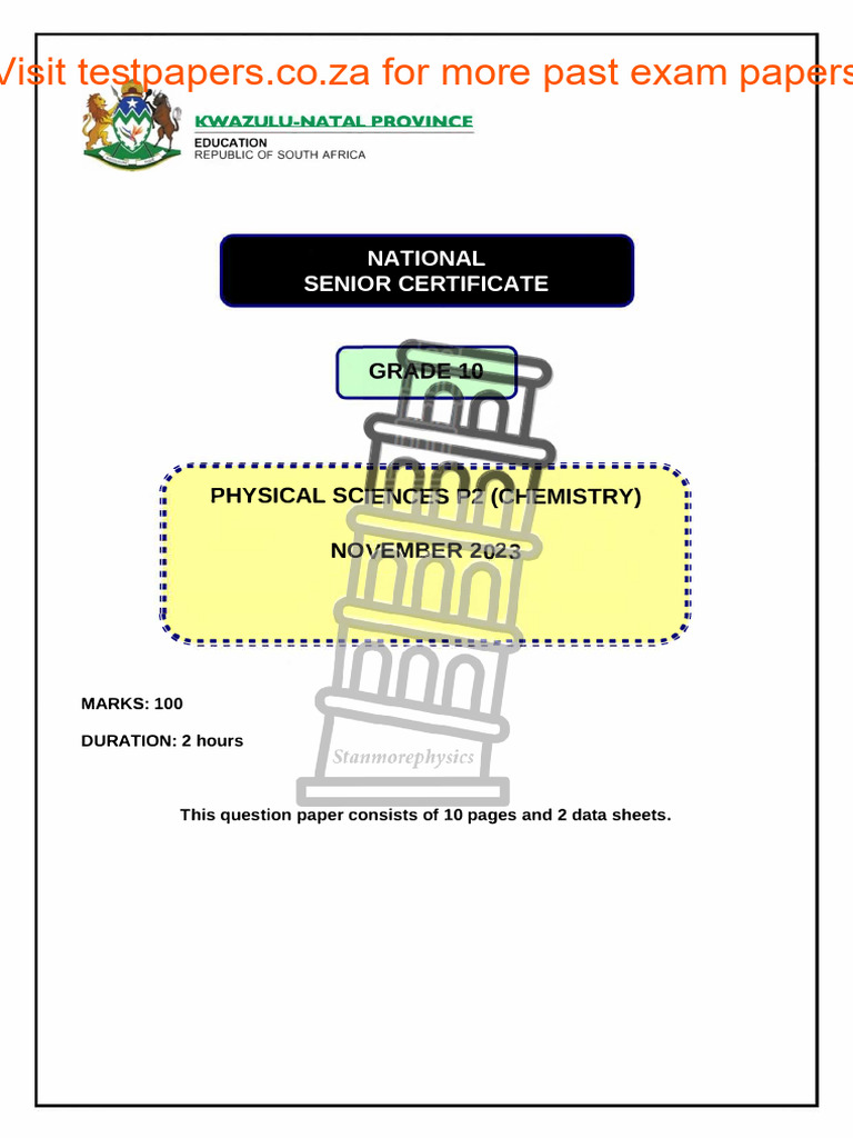 Physical Science Grade 10 November 2023 P2 and Memo | PDF