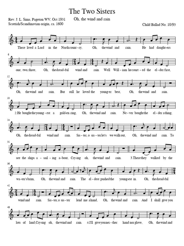 The - Two - Sisters - 6 Verses | PDF | Ballad