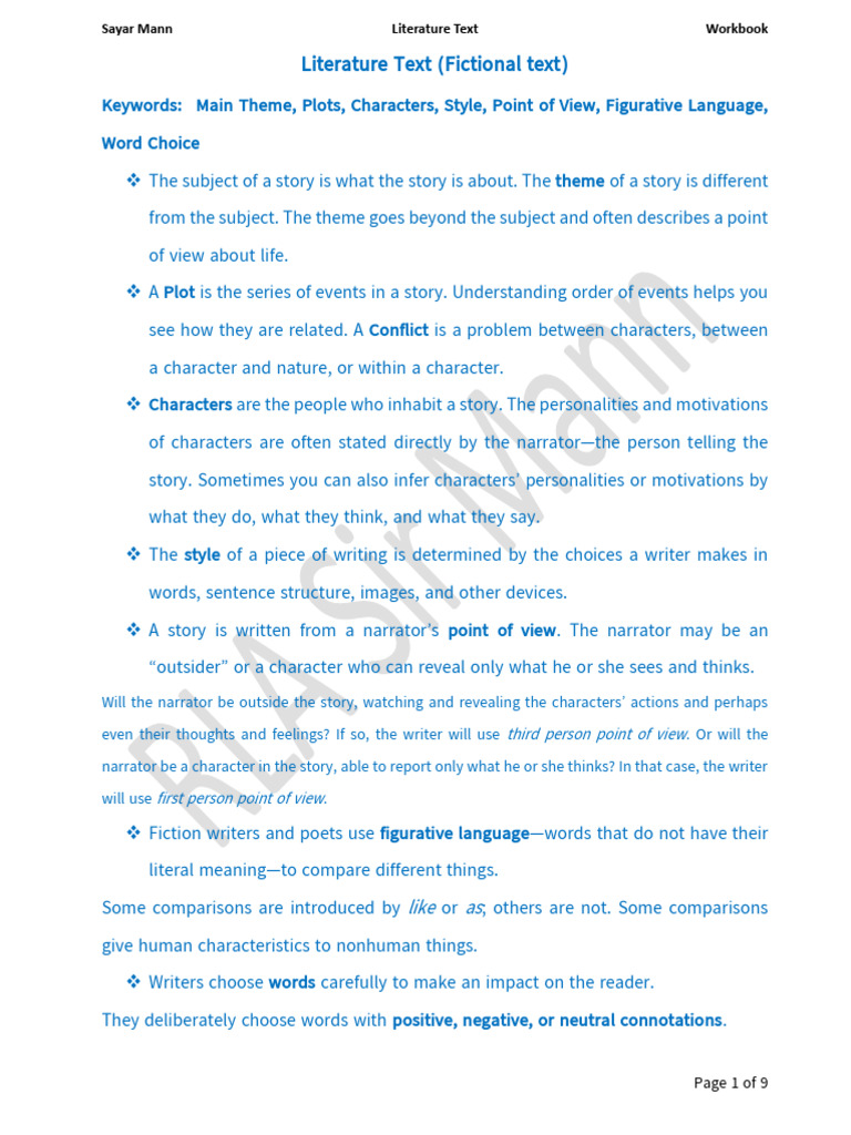 GED® RLA Literature Text WorkBook | PDF | Narration