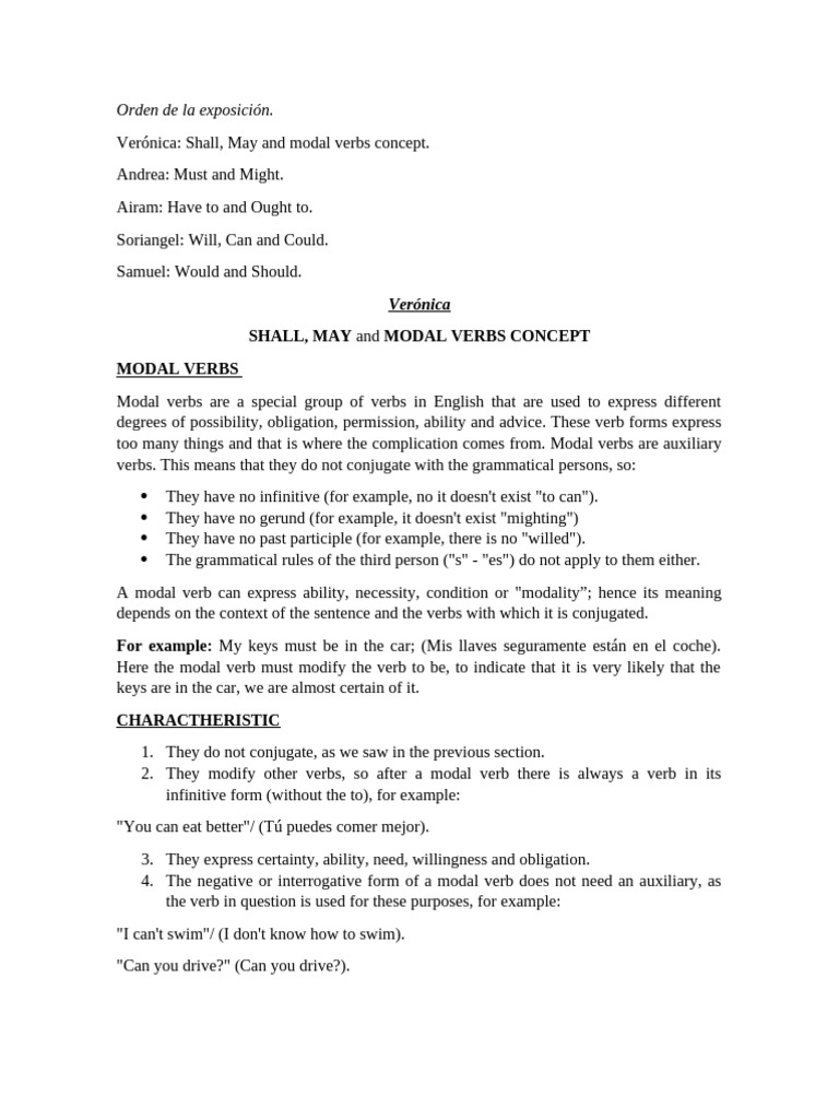 Modal Verbs - g1 | PDF | Verb | Semantics