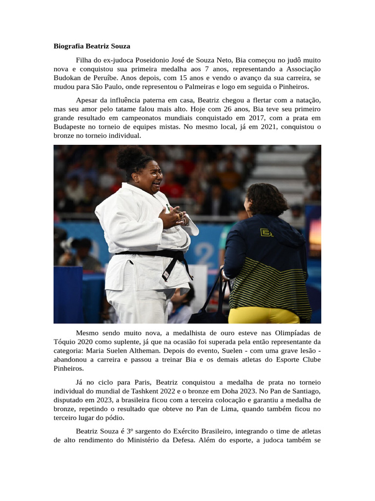 Biografia de Beatriz Souza: Judoca e Atleta | PDF