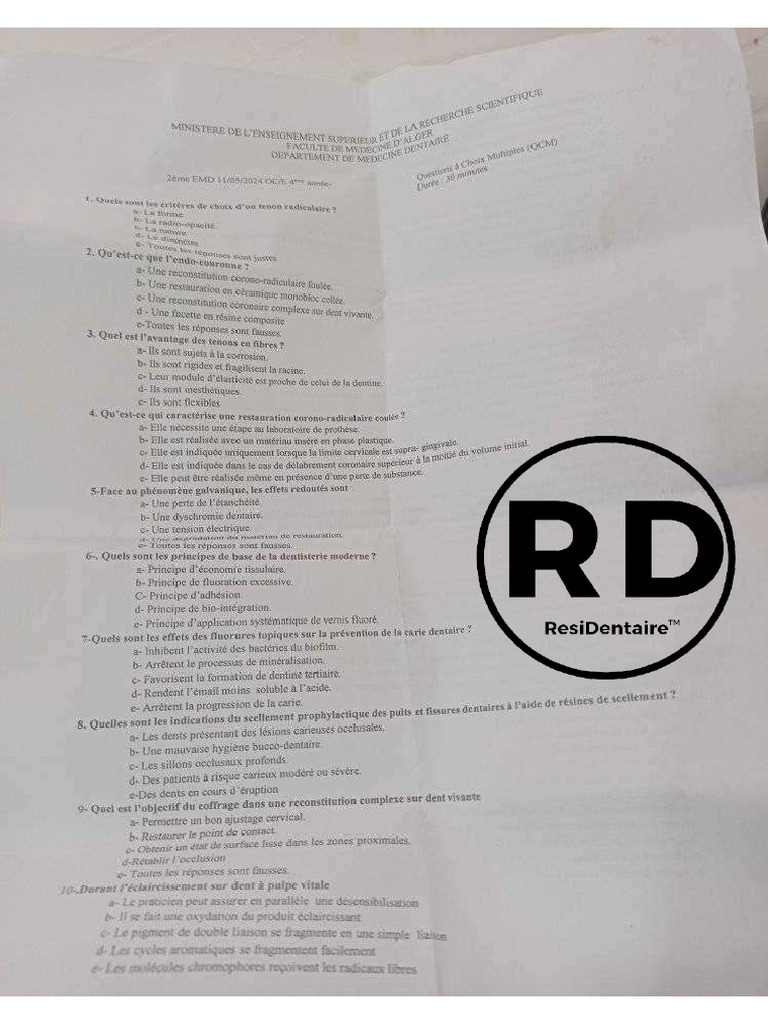 OCE 4 Eme Annee Alger 2024 EMD2 | PDF