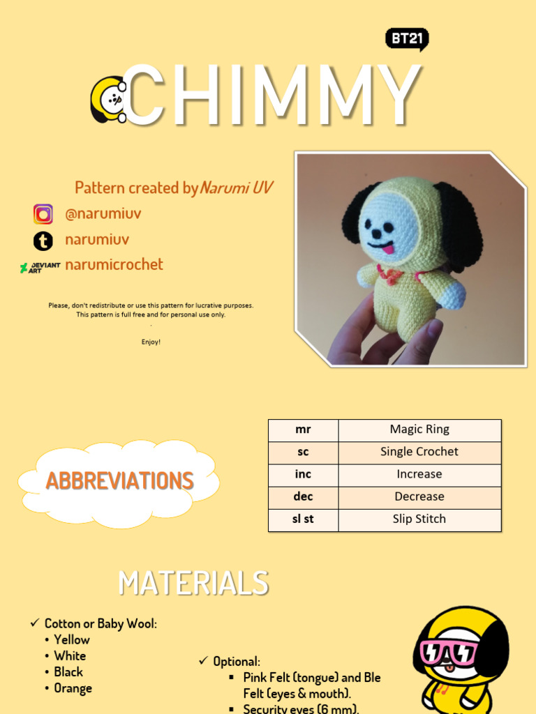 Chimmy Eng Pattern - Narumiuv | PDF | Crochet | Crafts