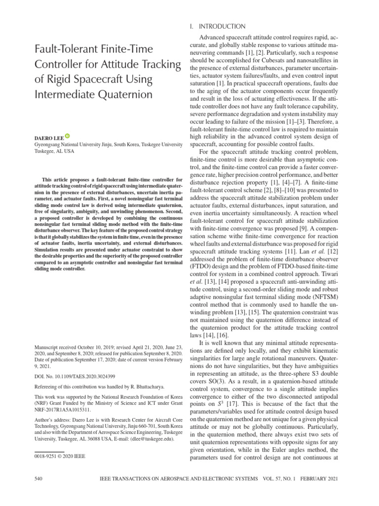Fault Tolerant Finite Time Controller For Attitude Tracking Of Rigid Spacecraft Using