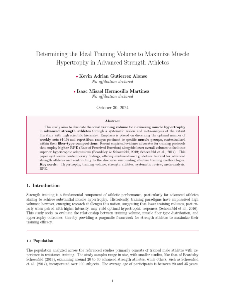 Ideal Training Volume Paper | PDF | Muscle Hypertrophy | Strength Training