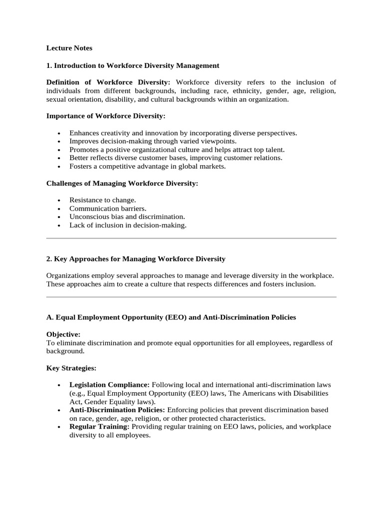 Lecture Notes 2 | PDF | Diversity (Business) | Discrimination Lecture Notes 2 | PDF | Diversity (Business) | Discrimination