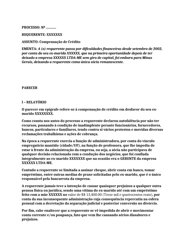 modelo-de-parecer-juridico (1) | PDF | Crédito | Finanças e ...