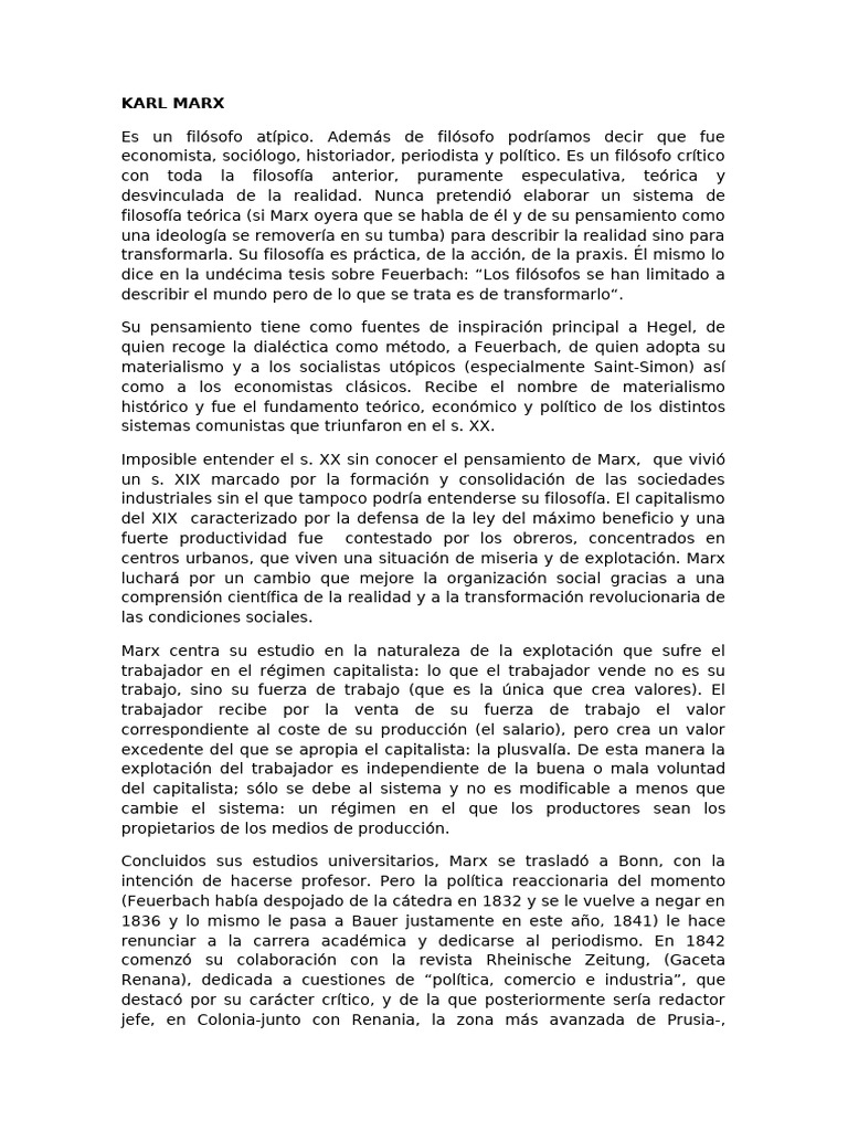 Filosofía y Materialismo Histórico de Marx | PDF | Karl Marx | Capitalismo