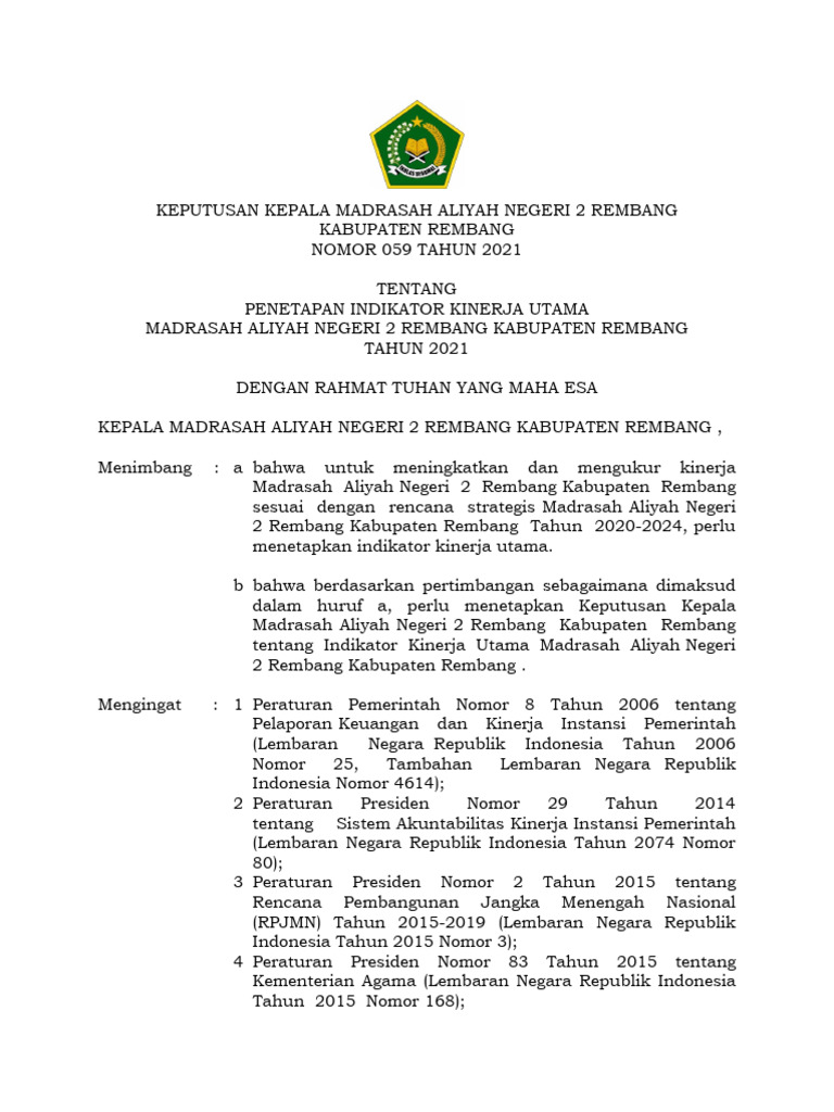 SK Iku Man 2 Rembang New 2021 | PDF