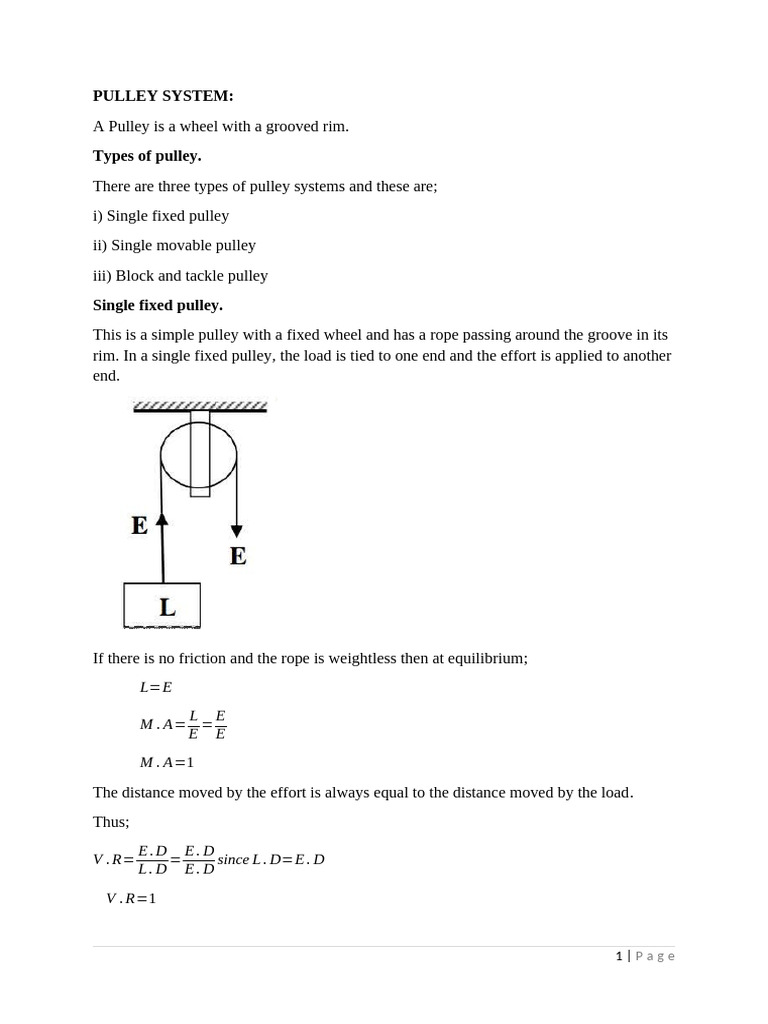 PULLEY SYSTEM | PDF | Mechanics | Mechanical Engineering