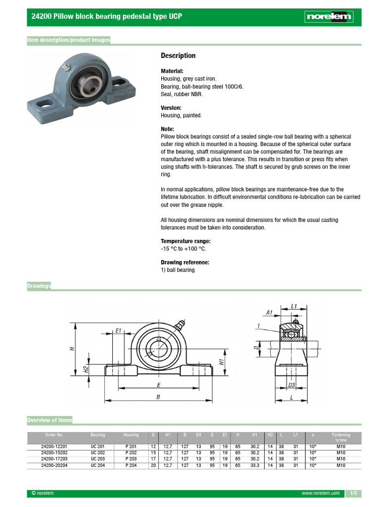 24200_Datasheet_16070_Pillow_block_bearing_pedestal_type_UCP--en | PDF | Bearing (Mechanical ...