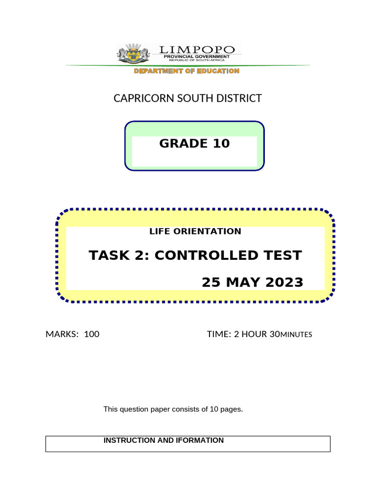 Grade 10 Life Orientation Question Bank | PDF | Violence | Domestic ...