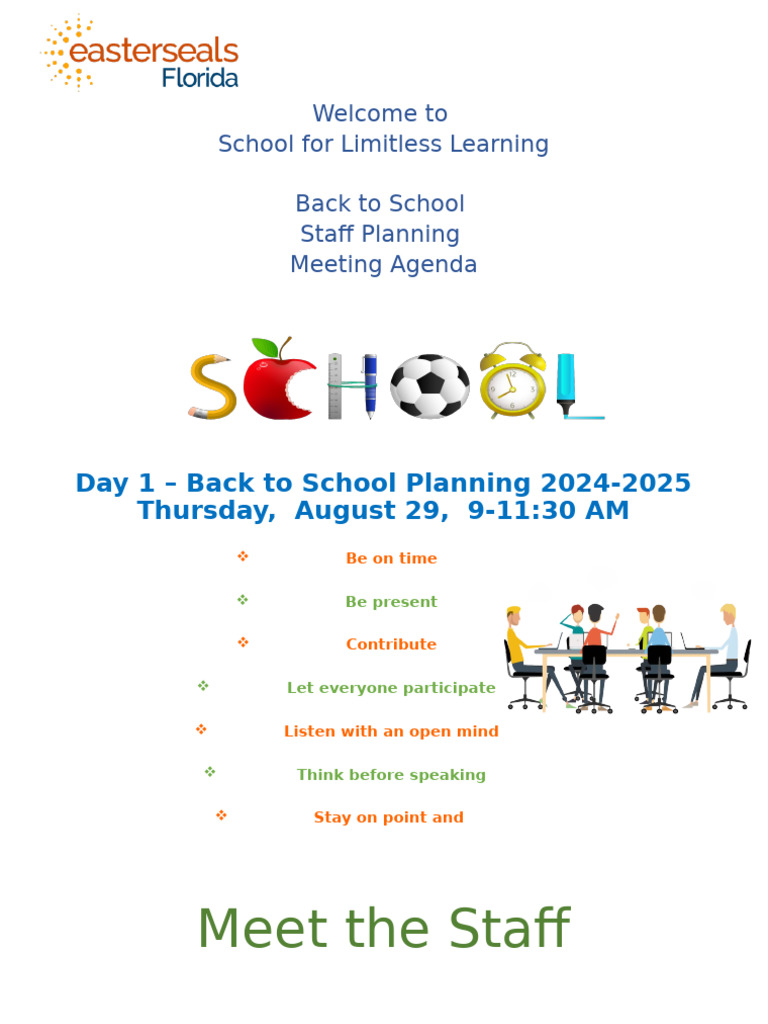 Back To School Agenda | PDF | Cognition | Learning