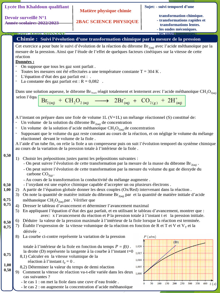 Devoire 1 PC | PDF | Vagues | Longueur d'onde