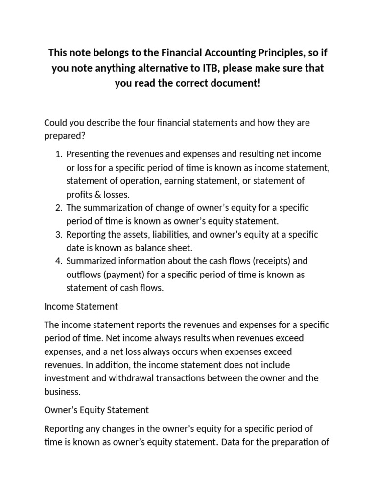 Financial Accounting Notes | PDF | Equity (Finance) | Balance Sheet