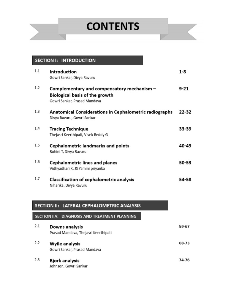 Contents Ceph Textbook Pdf Orthodontics Dentistry Branches