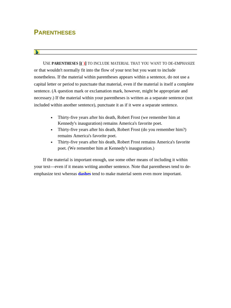 Parentheses | PDF | Language Arts & Discipline | General Fiction