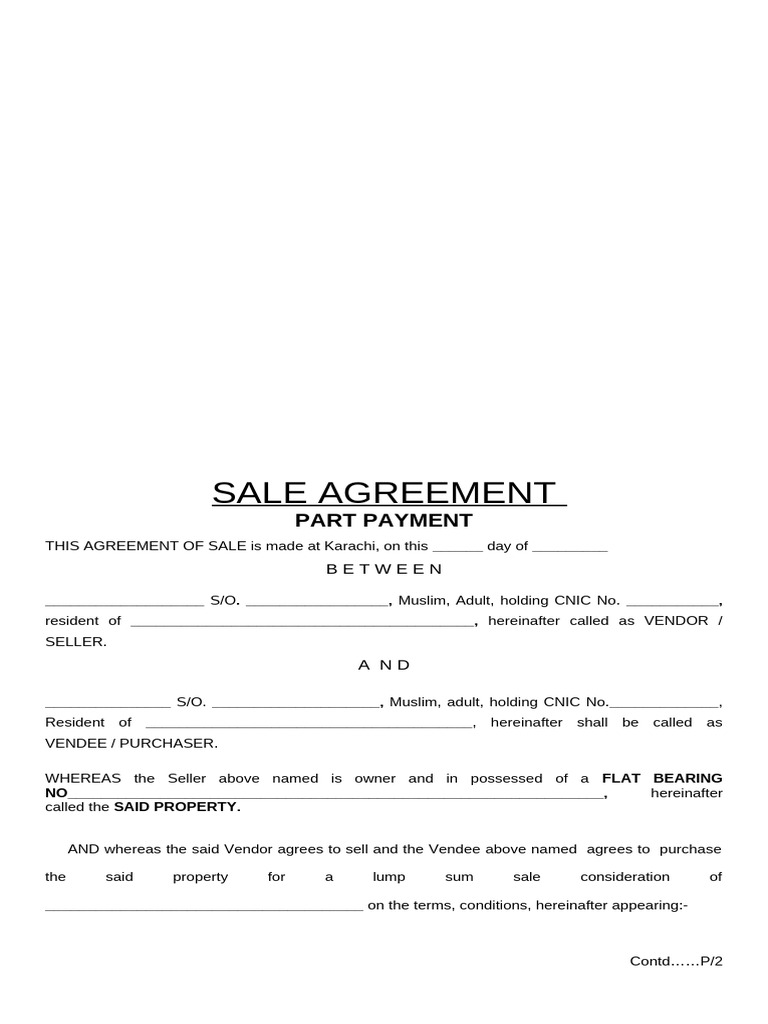 SALE-AGREEMENT-part-payment Blank | PDF | Natural Resources Law ...