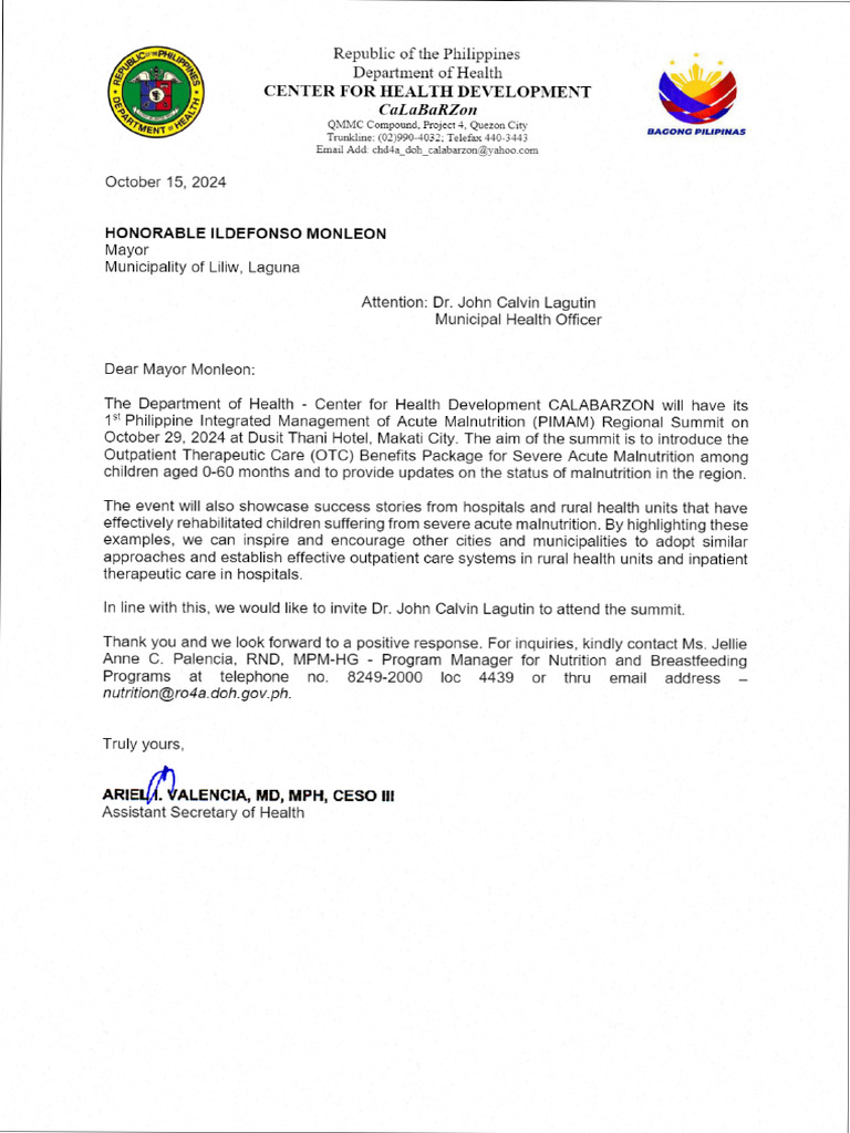 JACP - PIMAM - LGU - invitation-letter-Laguna-MHO Liliw | PDF