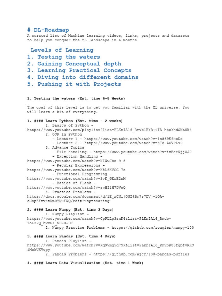 DL-RoadMap | PDF | Machine Learning | Principal Component Analysis