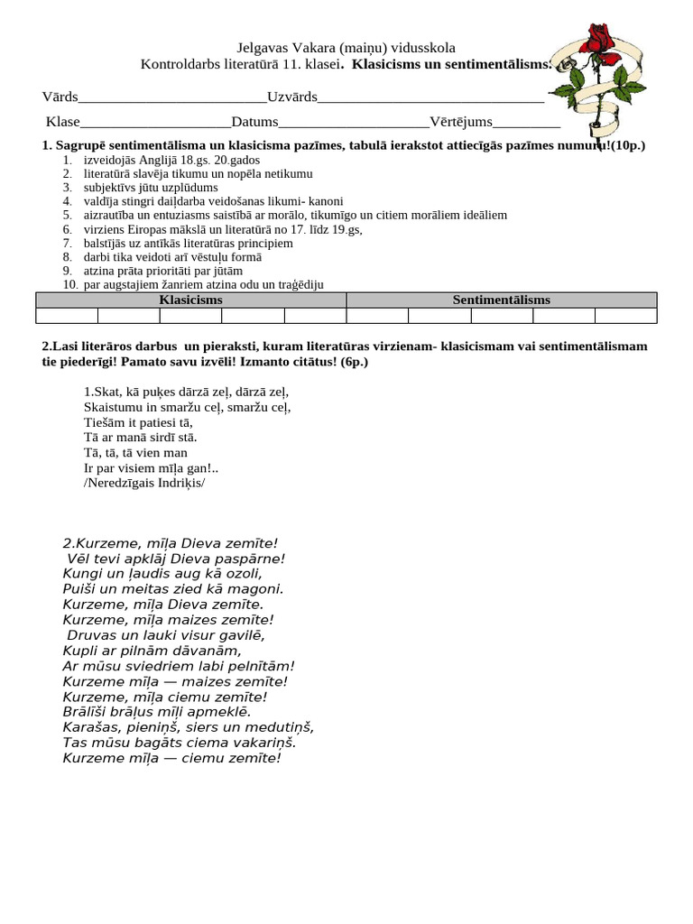 KD Sentimentālisms, Klasicisms | PDF