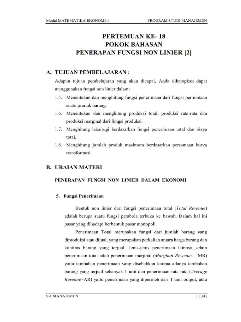 Pertemuan - 18 Penerapan Fungsi Non Linier | PDF