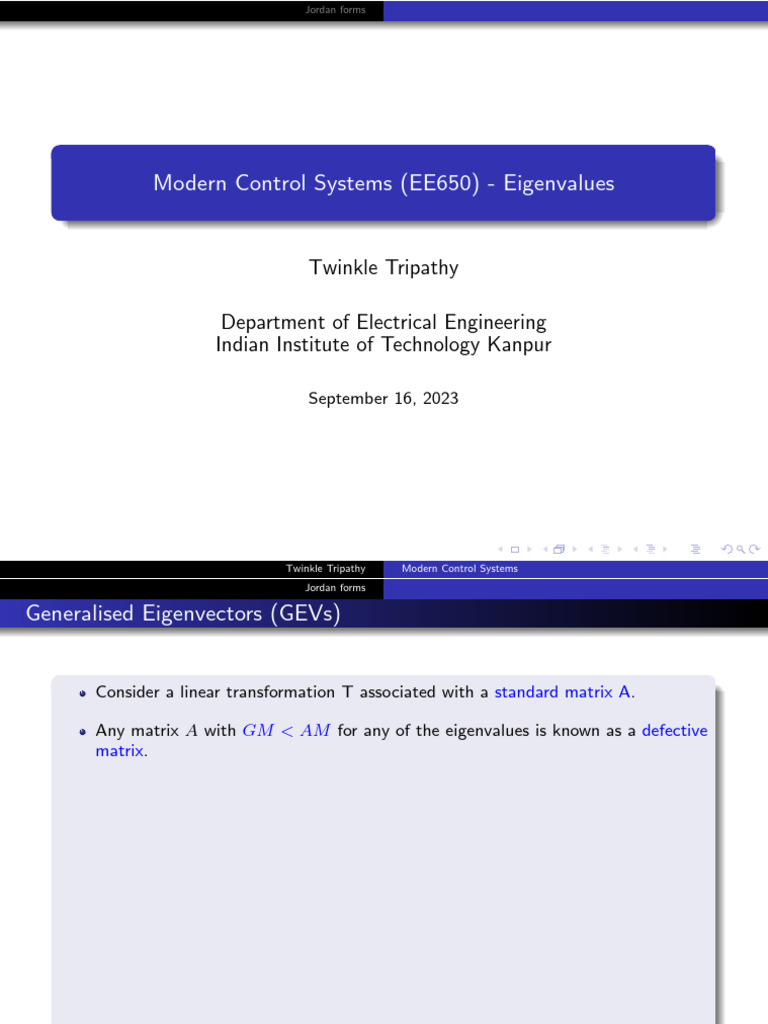 EE650 L10b | PDF | Eigenvalues And Eigenvectors | Operator Theory