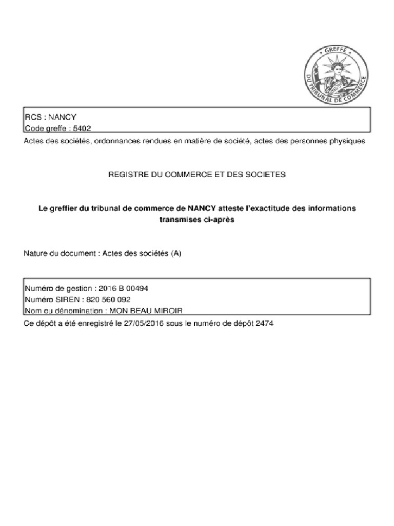 MON BEAU MIROIR - Acte Sous Seing Privé | PDF