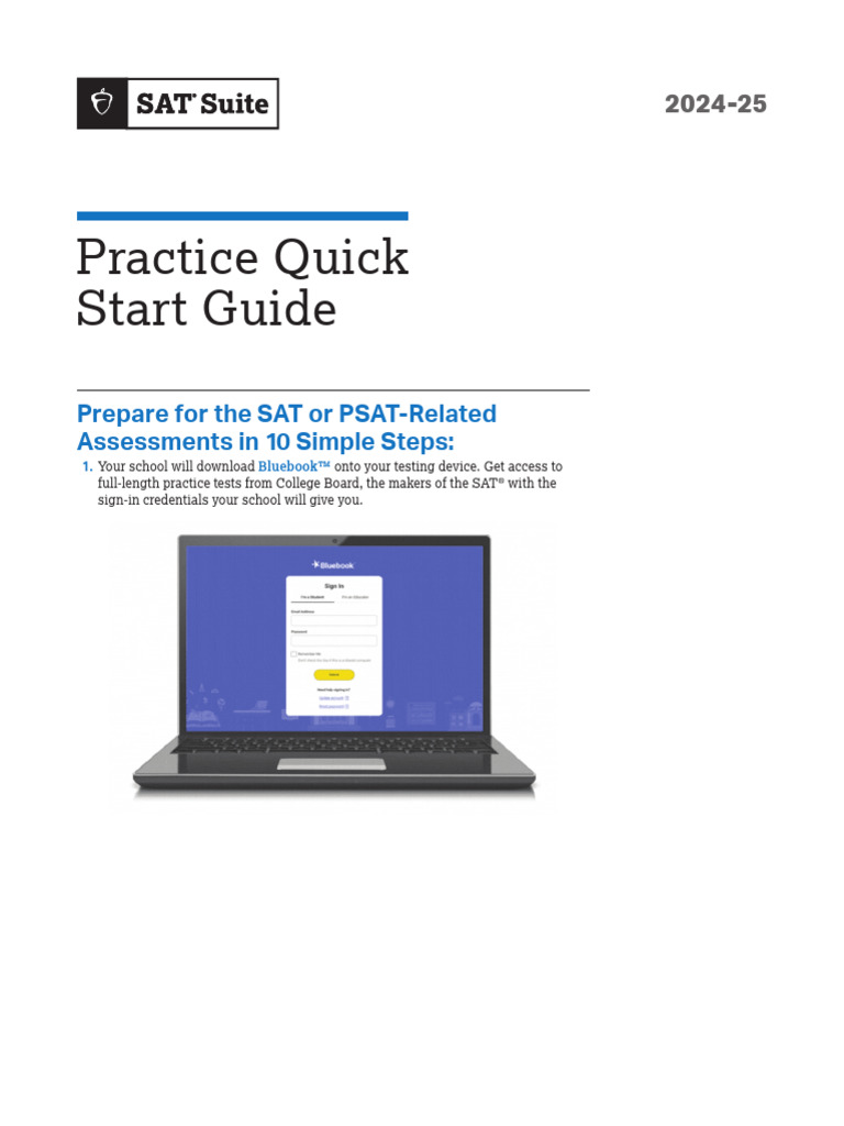 Sat Suite Practice Quick Start Guide | PDF | Sat | Standardized Tests