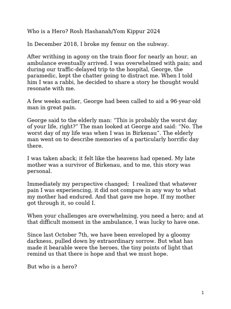 Who Is A Hero - Article Rosh Hashanah Yom Kippur 2024 | PDF | Hero