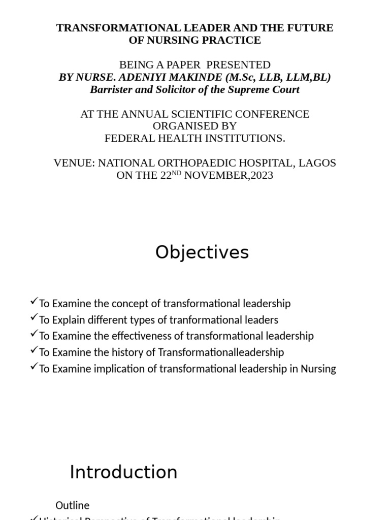 Transformational Leadership in Nursing | PDF | Transformational Leadership | Leadership