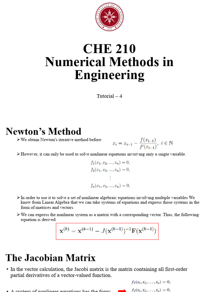CHE210_Tutorial4_2024 | PDF | Matrix (Mathematics) | Equations
