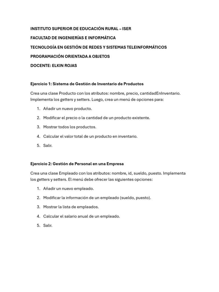 Taller Clases e Instanciación | PDF | Objeto (informática ...
