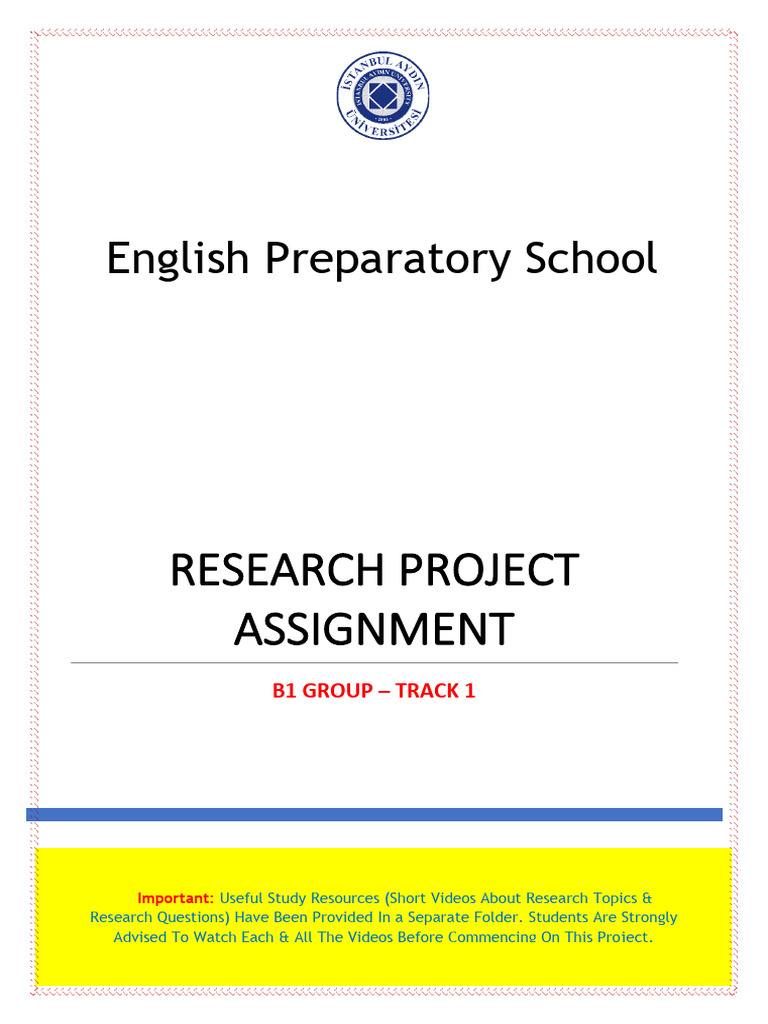 Research Project Assignment For B1 Group - Track 1 - 2024 | PDF | Science